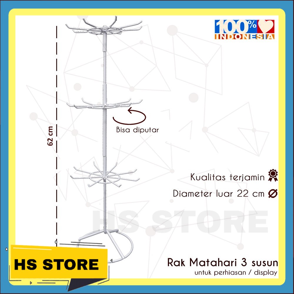 Jual rak display matahari putar 3 susun gantungan perhiasan & aksesoris ...