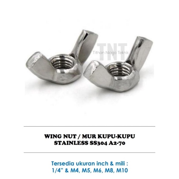 Jual Mur kupu-kupu M5 stainless drat 0.8 atau wing nut kupu kupu M5x0.8 ...