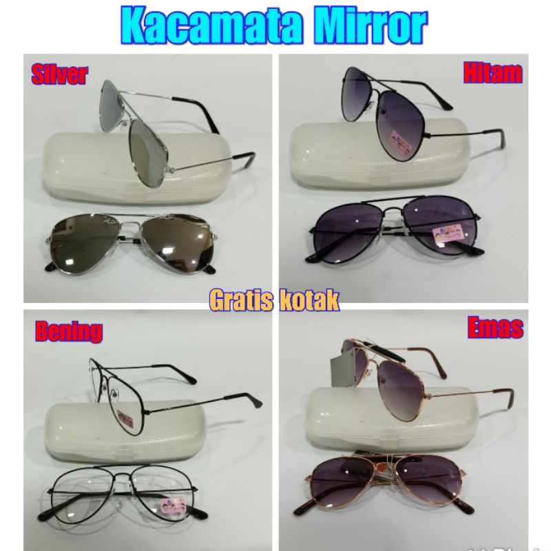 Jual Kacamata anak kaca cermin mirror sunglasses aviator frame silver ...