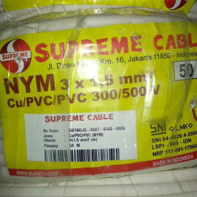 Jual Kabel Listrik Supreme Nym 3X1,5 3X1.5 @50 Meter (1 Rol = 50 Meter ...