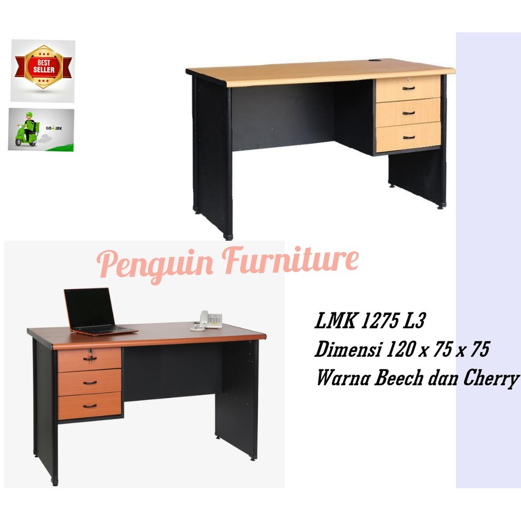 Jual Meja Kantor / Meja Belajar Lunar LMK 1275 L3 (DROP) | Shopee Indonesia