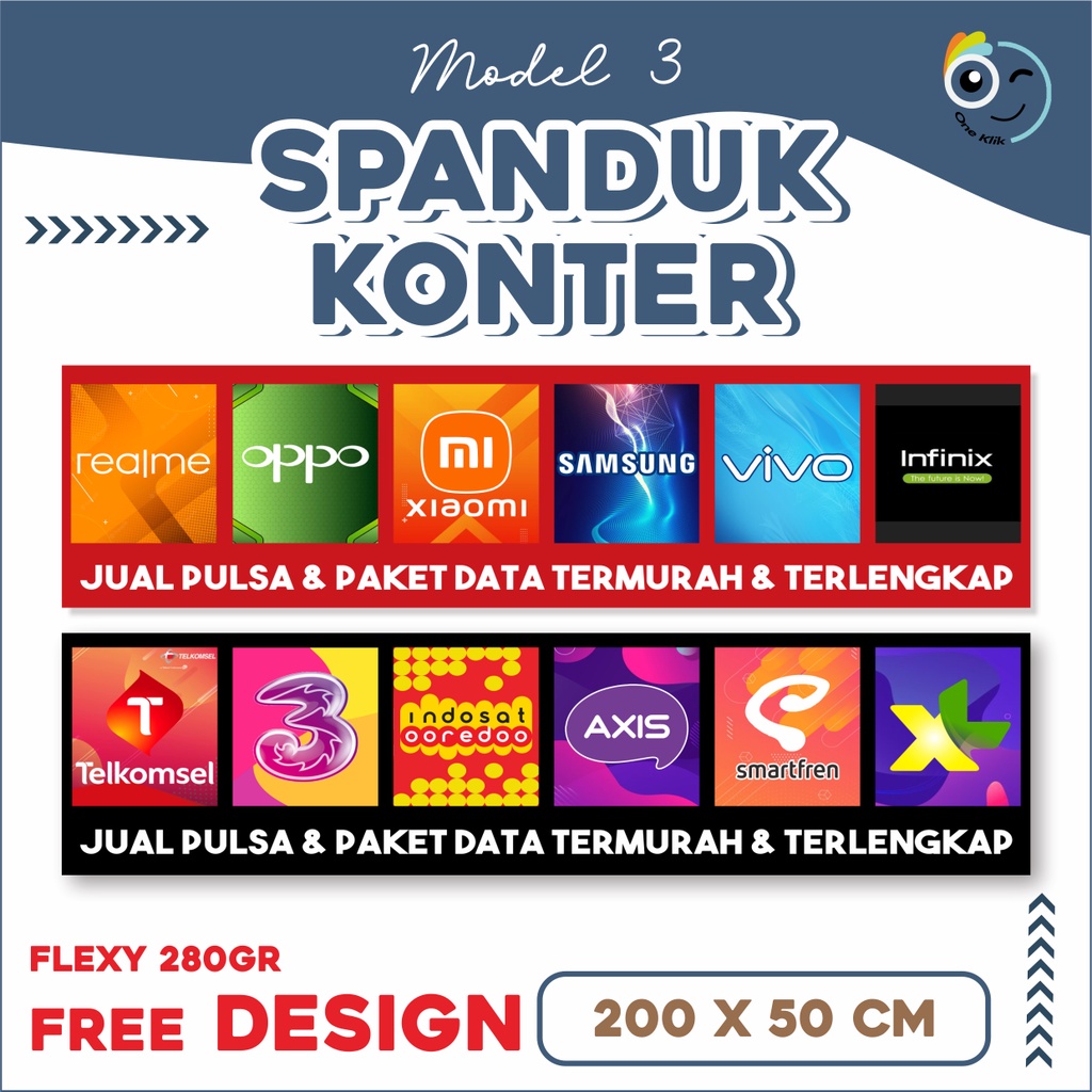 Jual Banner Spanduk Konter Murah / Renda Konter Murah FREE DESIGN / Aksesoris Konter -ONEKLIK.1 ...