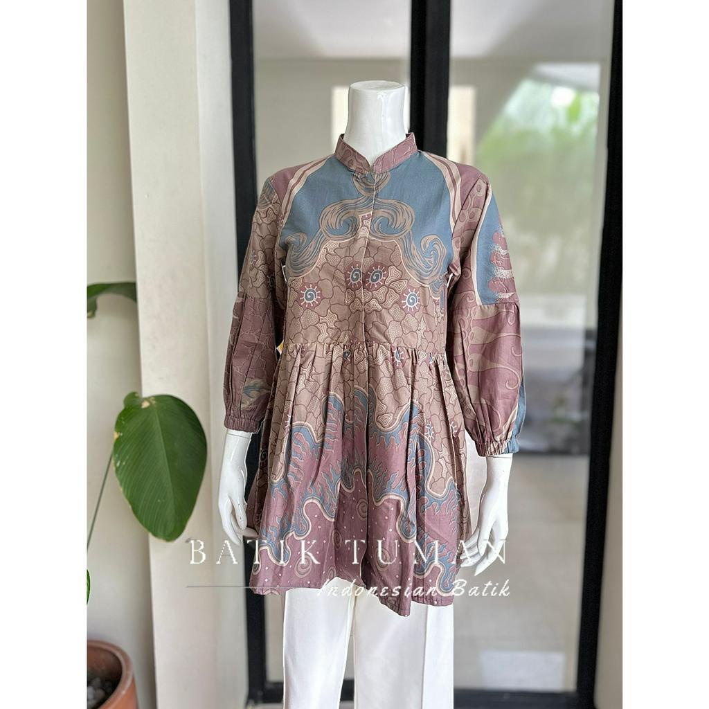 Jual BLOUSE RINJANI MAUVE SOFT BLUE PASTEL Blus Blouse Batik Wanita ...