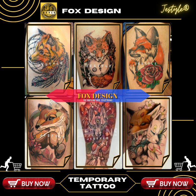Jual TATO TEMPORER TEMPORARY TATTOO MOTIF RUBAH FOX DESIGN | Shopee ...
