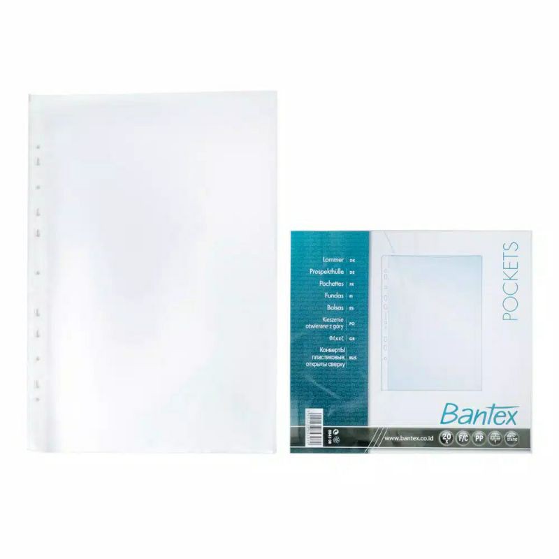Jual PP Pocket BANTEX F4 / Folio 8843 1 Pak isi 20 / Plastik Ordner ...
