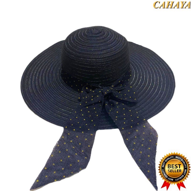 Jual Topi pantai Dewasa rajut pita bintik emas Topi Pantai T2 | Shopee Indonesia