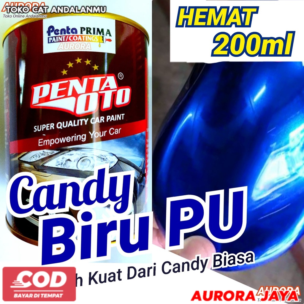 Jual Cat Candy Tone Biru PU Penta Oto 200 gram Candytone Transparan ...