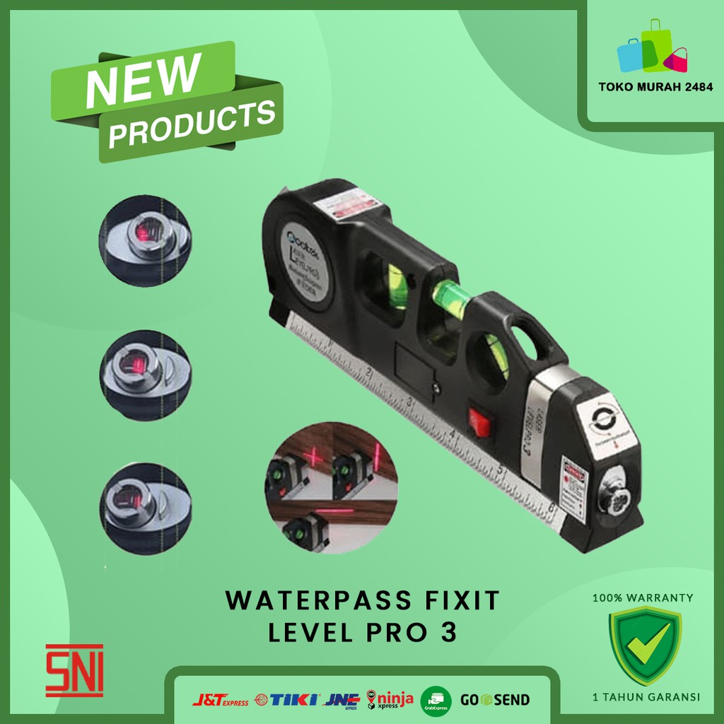 Jual METERAN LASER PENGGARIS WATERPASS FIXIT LEVEL PRO 3 PANJANG 250 cm ...
