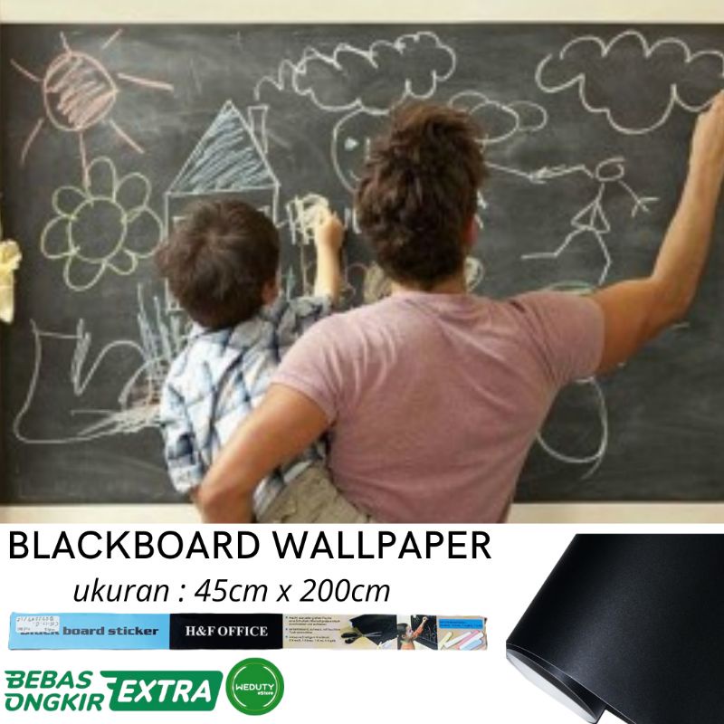 Jual STICKER PAPAN TULIS HITAM KAPUR BLACKBOARD WALLPAPER BESAR 45CM X ...