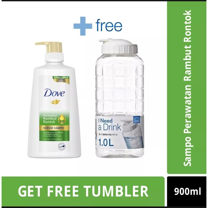 Jual DOVE Shampoo Perawatan Rambut Rontok 900ml free Lock &Lock 1.5 ml ...