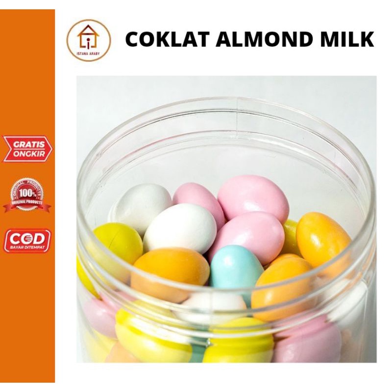 Jual COKLAT ALMOND MILK 100GR/COKLAT BERLAPIS KACANG ALMOND/ | Shopee ...