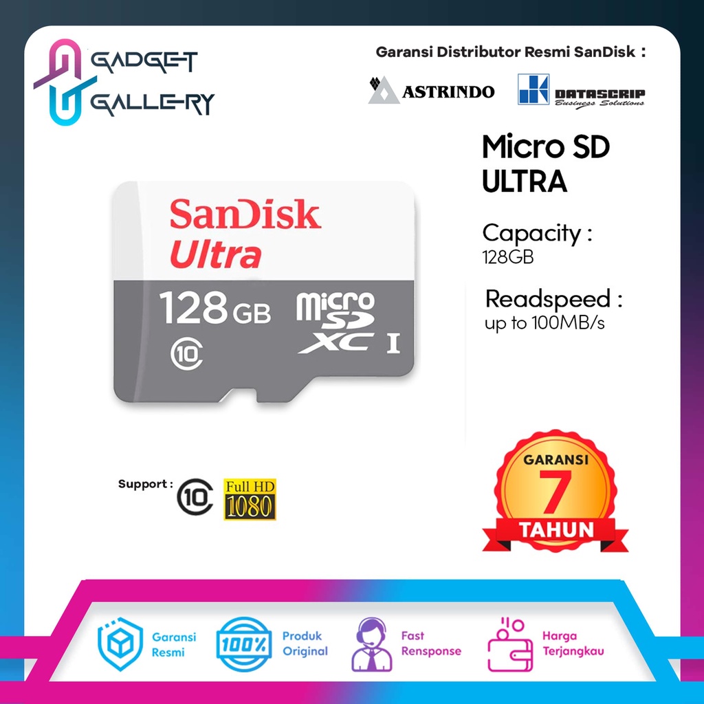 Jual Micro SD Memory Card SanDisk 128GB Ultra MicroSDXC UHS-I Card ...