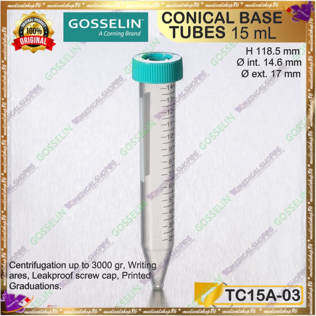 Jual GOSSELIN CENTRIFUGE CONICAL BASE TUBE 15ml | Shopee Indonesia
