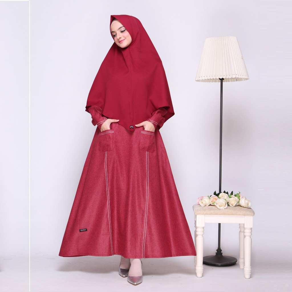 Jual BIG SALE 2022 / BAJU GAMIS HIJAB HAIHAI GM 39 MAROON / SET GAMIS ...