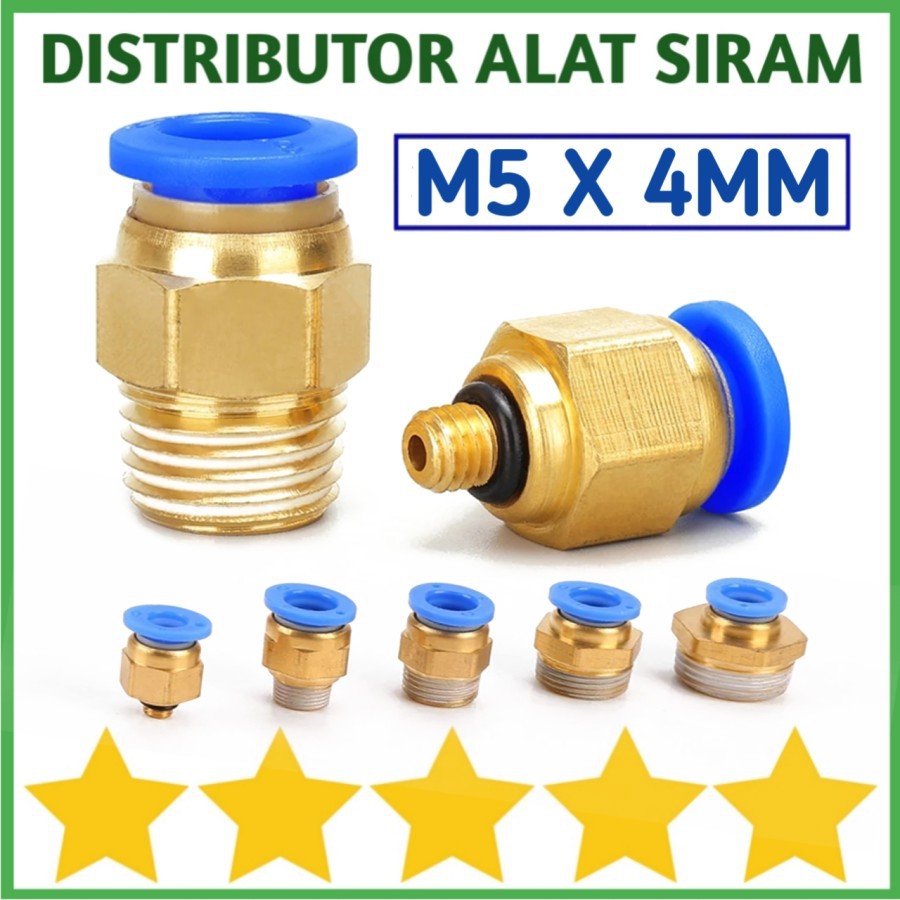 Jual FITTING PNEUMATIC SLIP LOCK M5 X 4MM STRAIGHT KONEKTOR SELANG PU 4 ...