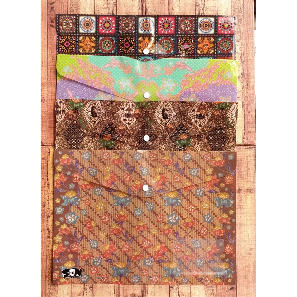 Jual 12 Pcs Document File Bag Folder - Map Kancing Batik Plastik SON Folio / F4 | Shopee Indonesia
