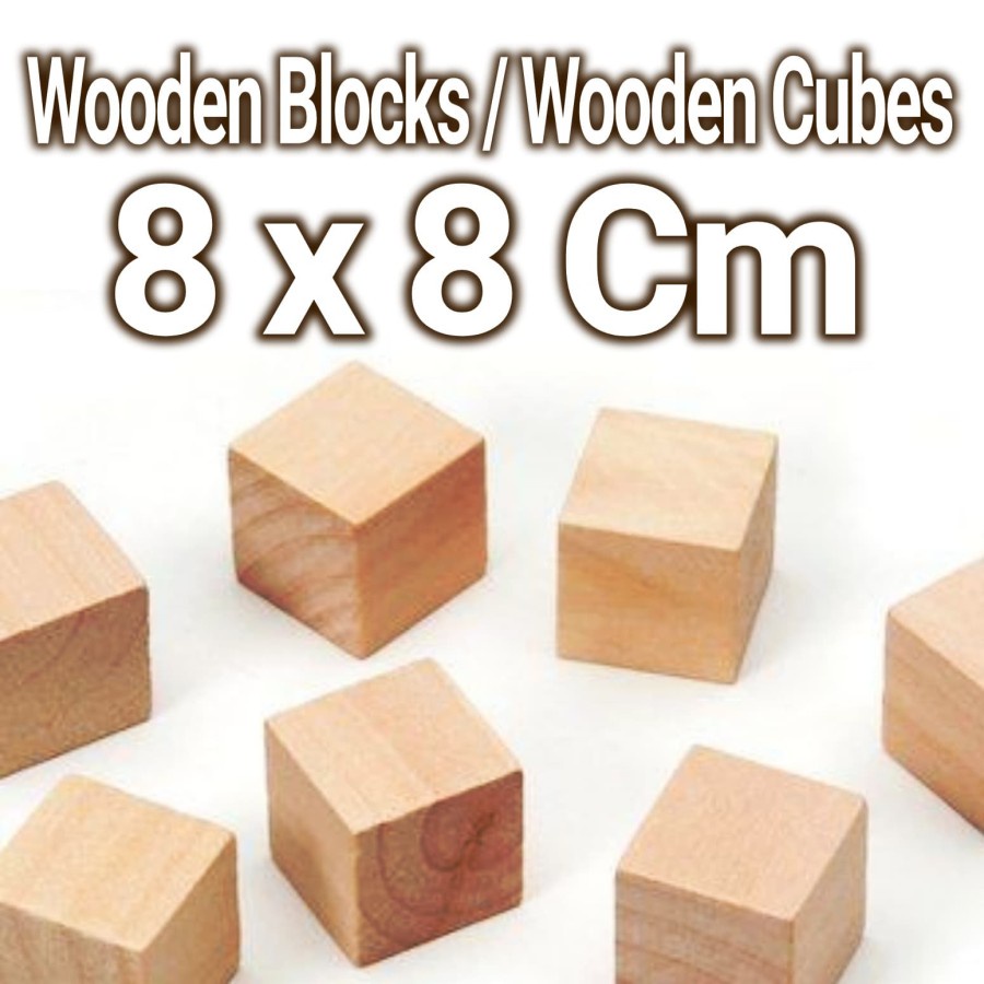 Jual SangKayu Wooden Block 8x8 cm Wood Cubes Balok Kayu Kubus Bahan ...