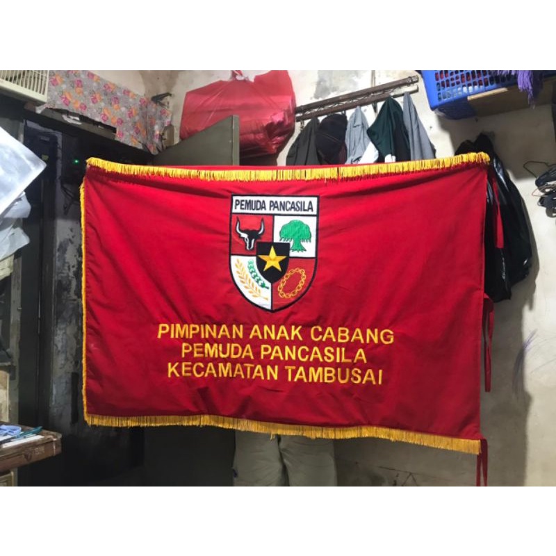 Jual bendera pataka PP (pemuda pancasila)bendera bordir/custom nama ...