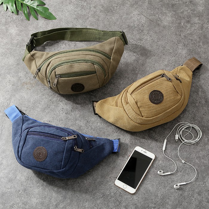 Jual TAS SELEMPANG PRIA MULTIFUNGSI / WAIST BAG / BUMP BAG KANVAS ...