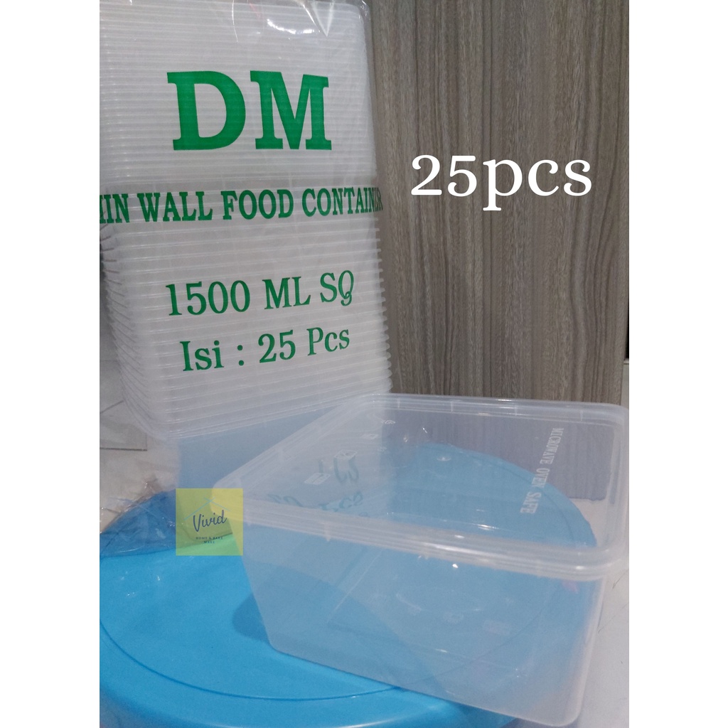 Jual Thinwall Kotak Persegi Dm 1500 Ml Kotak Makan Anti Pecah 25 Pcs