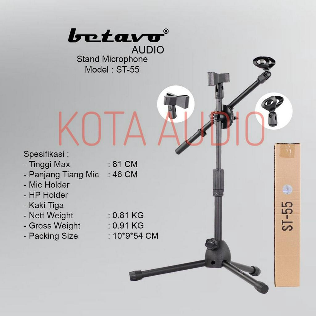 Jual Stand Mic Lantai Betavo St 55/St55/St-55 Microphone Standing kaki 3 stand pendek | Shopee ...