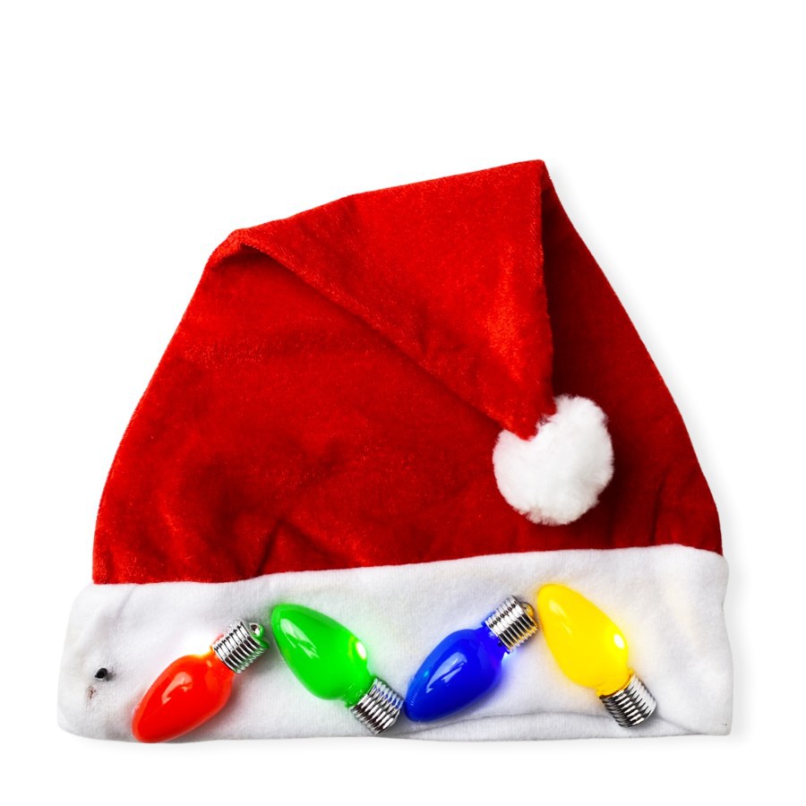 Jual CHRISTMAS Party Santa Claus Hat Holiday Light Topi Sinterklas ...