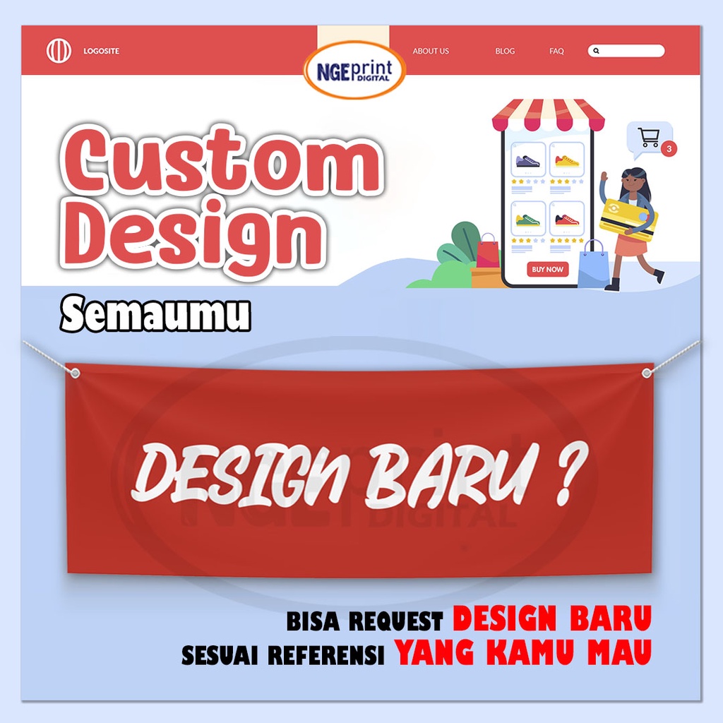 Jual Banner Online shop Olshop Custom Free Design TEBAL 340 gr/ Spanduk ...