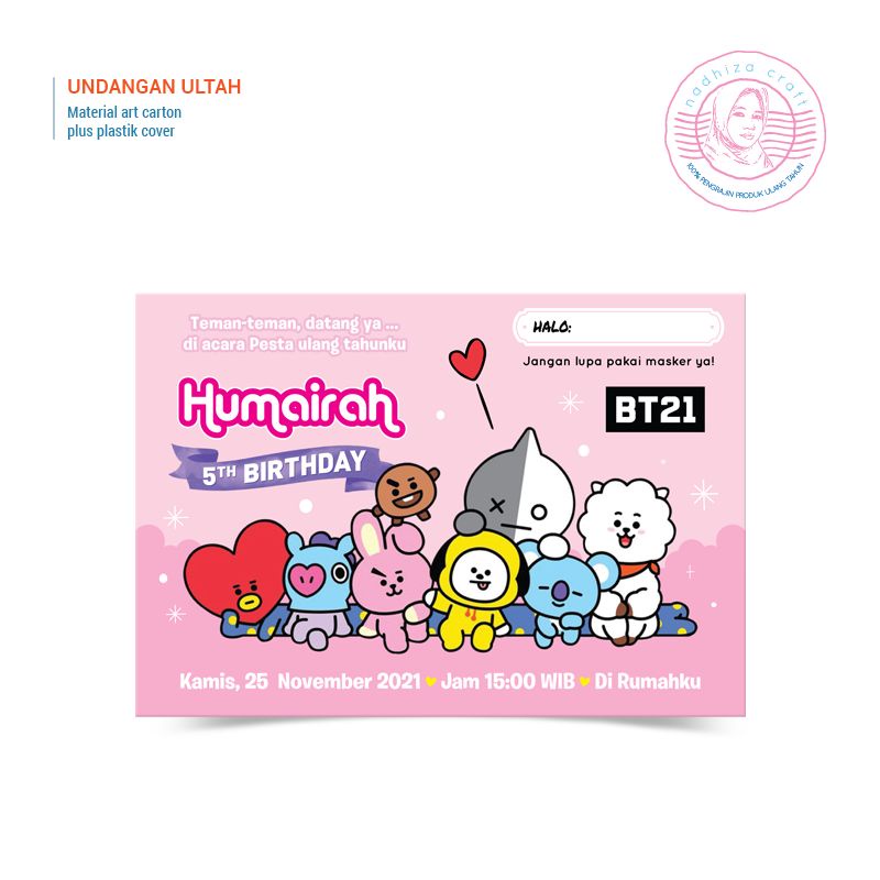 Jual Undangan Ulang Tahun Tema BTS Kartun | Shopee Indonesia