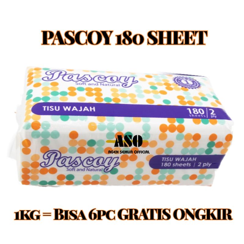 Jual TISU Tissue PaScoy 180 sheets 2ply facial tissue PROMO ...