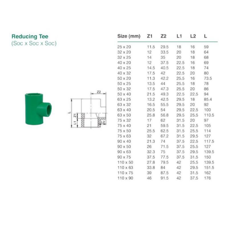 Jual Reducing Tee - 110 x 50 MM - 4" x 1-1/2" Inci - Lesso | Shopee ...
