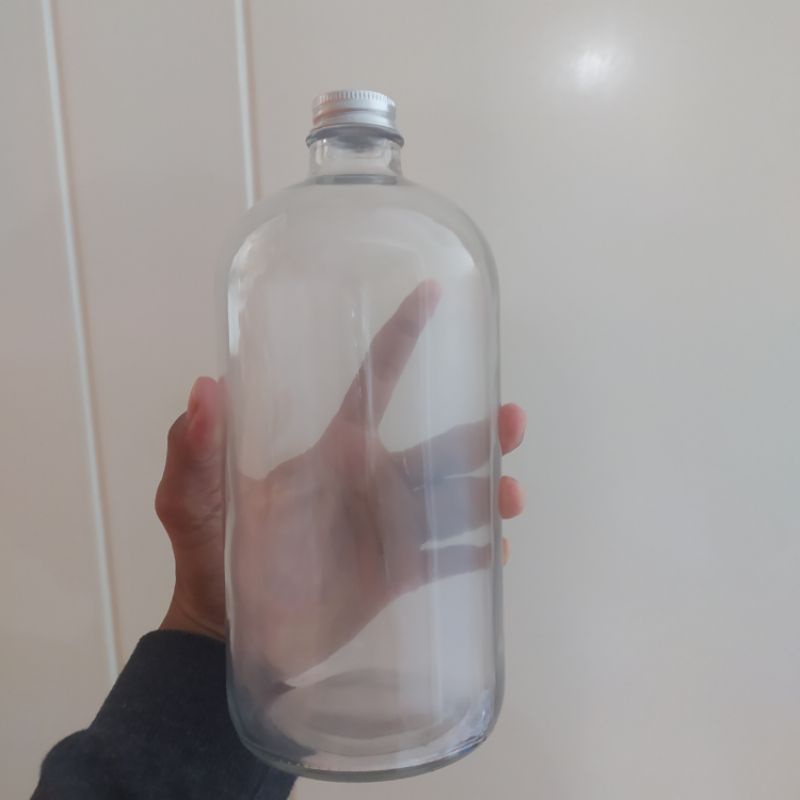 Jual BA03 - Botol Kaca Bulat 1000 ml | Shopee Indonesia