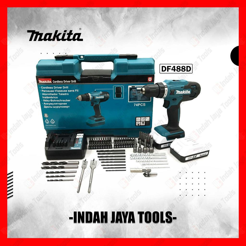 Jual MAKITA DF488D Mesin Bor Cordless Baterai Besi Kayu Driver Drill DF ...