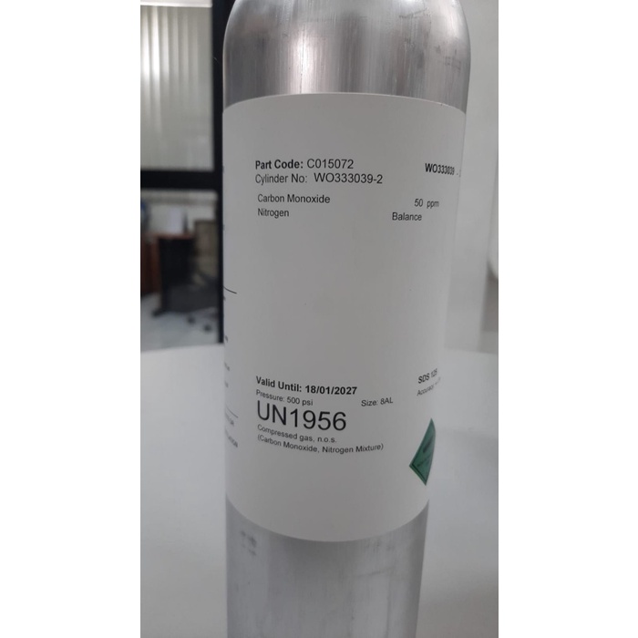 Jual Cylinder Gas 50 PPM Carbon Monoxide (CO) - N2 Balance - 8AL/58LT ...