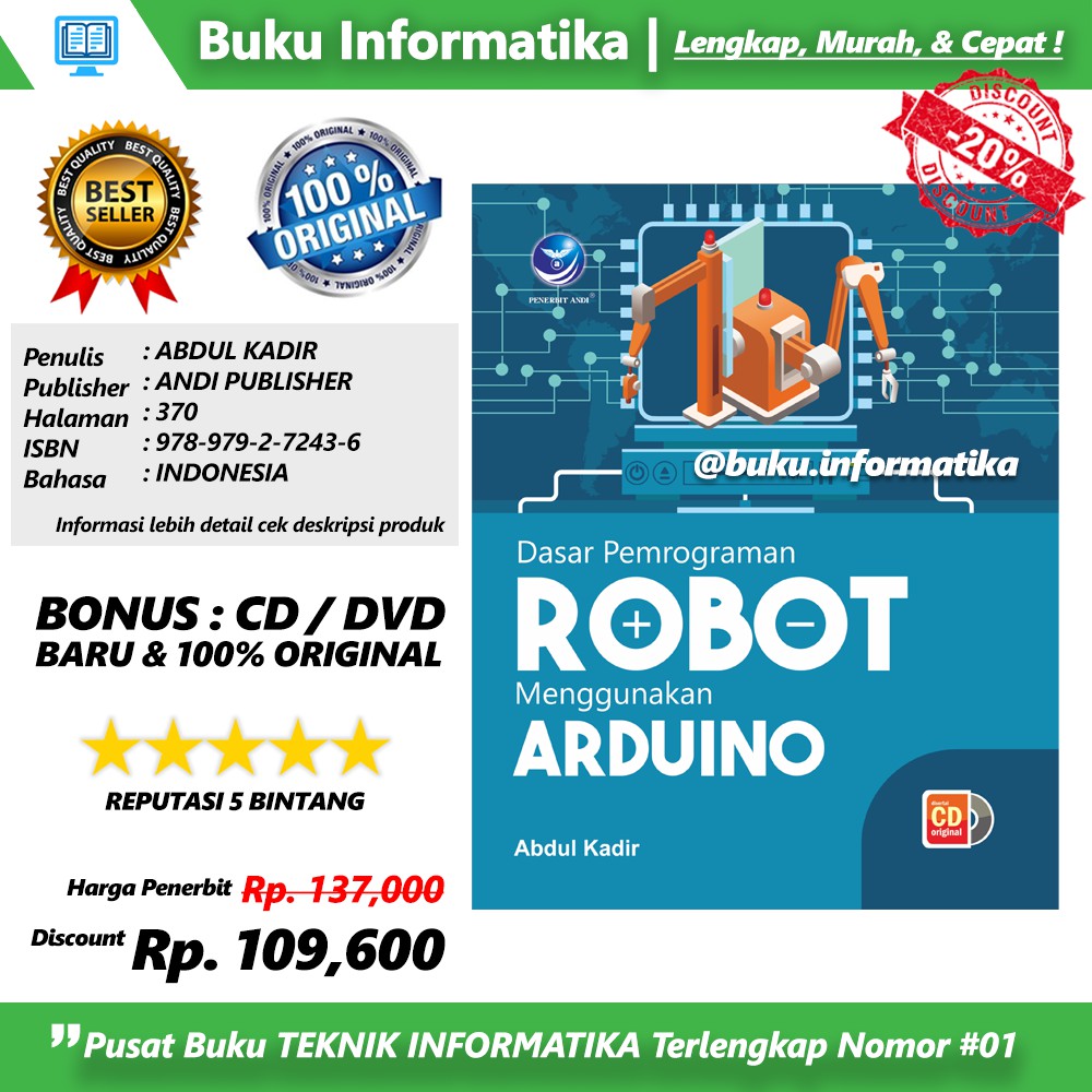 Jual BUKU DASAR PEMROGRAMAN ROBOT MENGGUNAKAN ARDUINO + BONUS CD ...