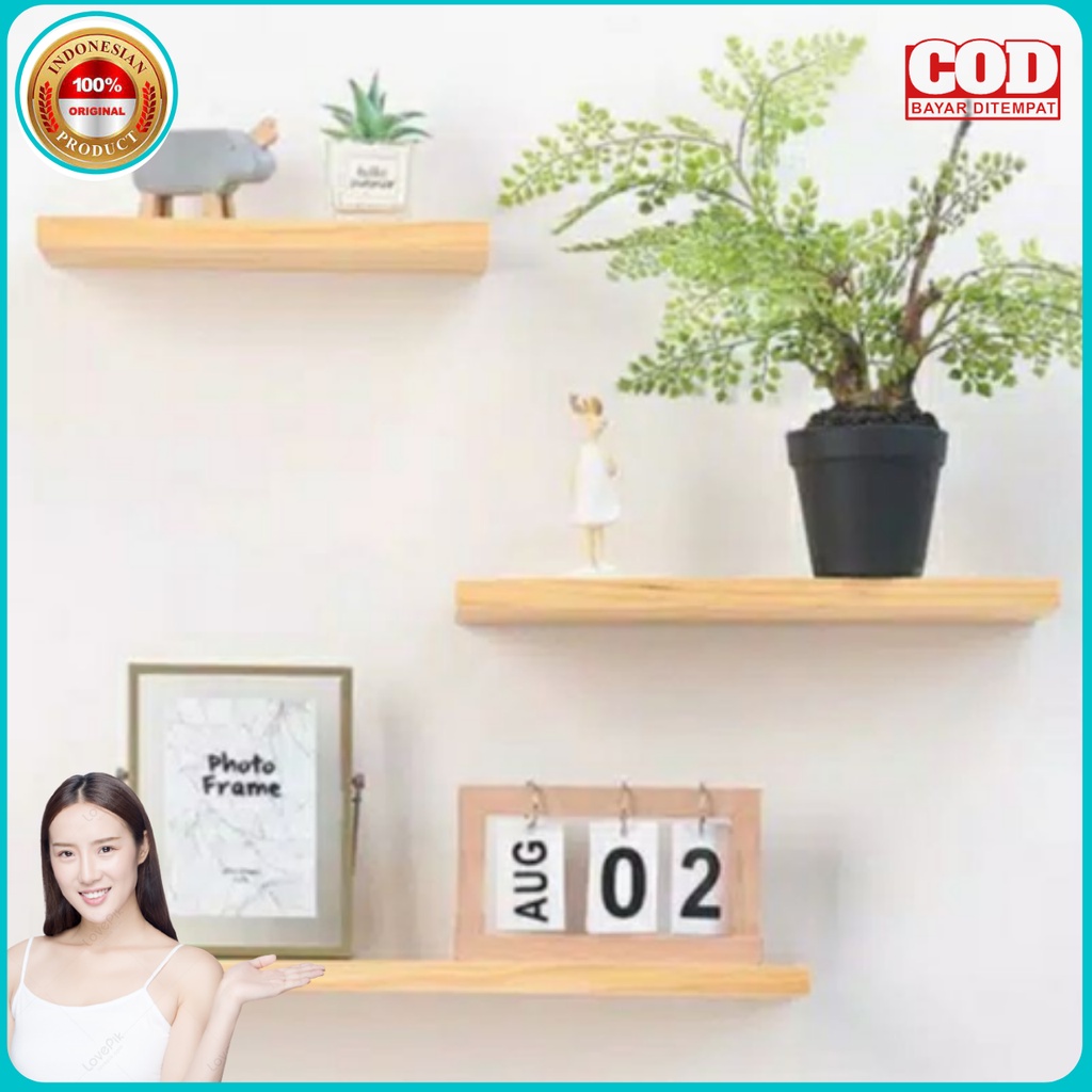 Jual Rak Dinding Tempel Kayu Minimalis ambalan Gantung Kamar Mandi ...