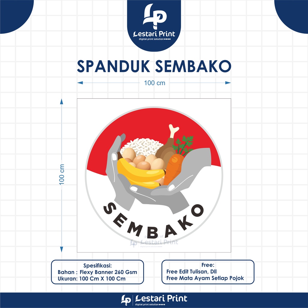 Jual SPANDUK BANNER SEMBAKO / 100 CM X 100 CM / LESTARI PRINT | Shopee ...