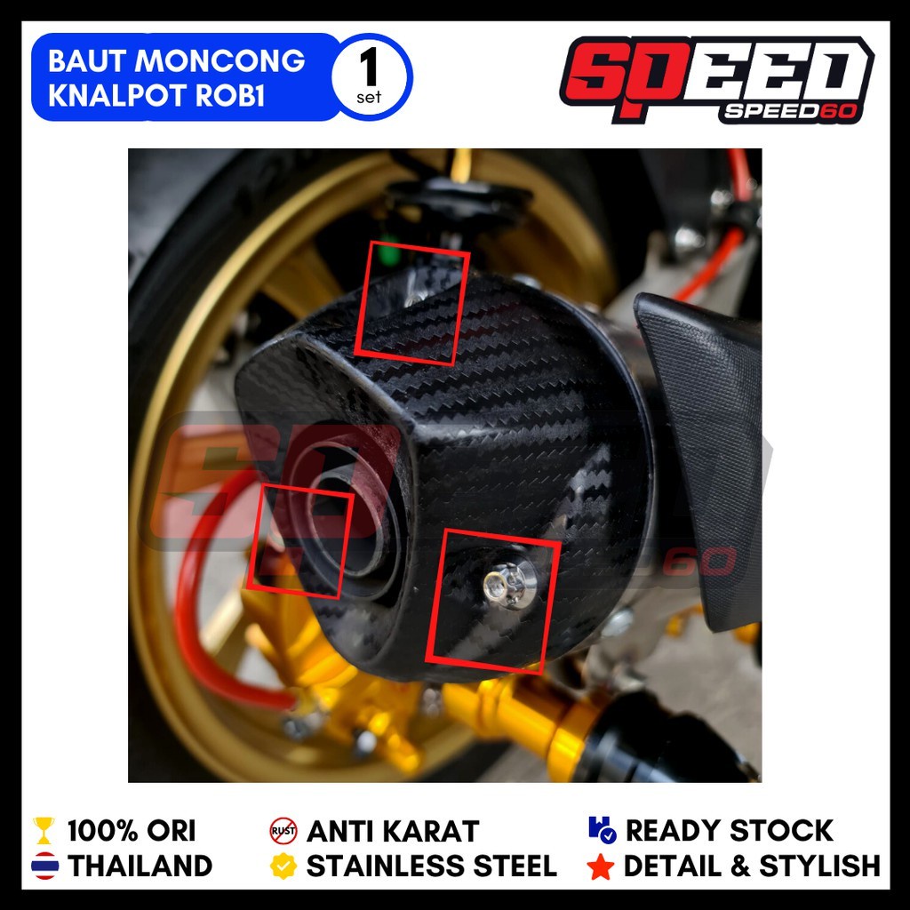Jual Set Baut Moncong Knalpot Rob1 Baut Probolt Thailand Stainless ...