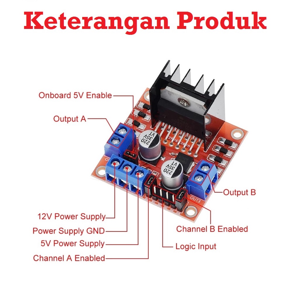 Jual [HAEBOT] Motor Driver Module L298N 2 Channel Pengatur Kecepatan DC ...