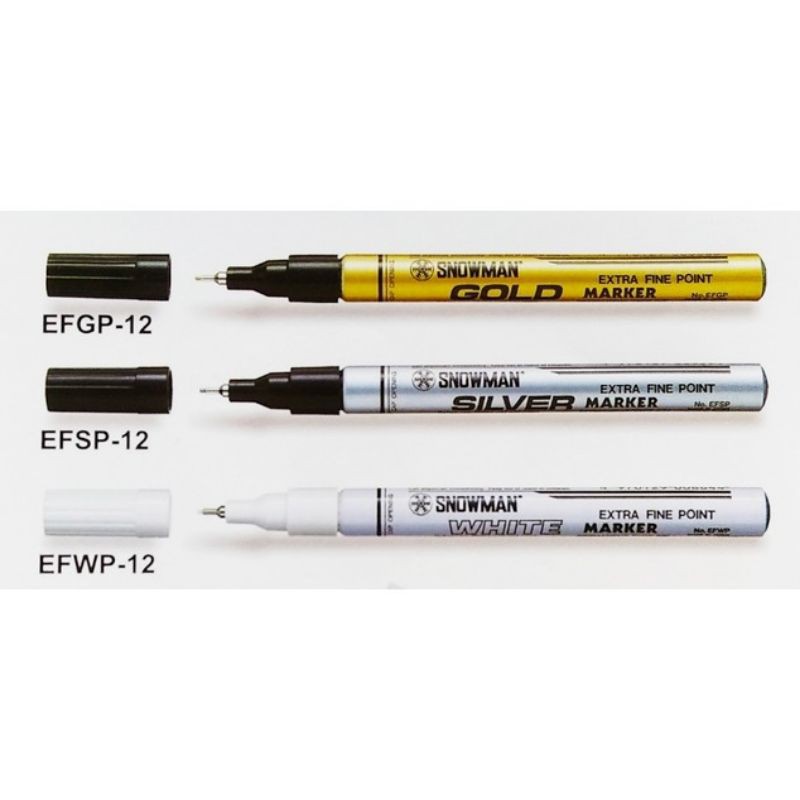 Jual Spidol Cat Permanen Extra Fine Tip Snowman Gold EFGP-12 Silver ...