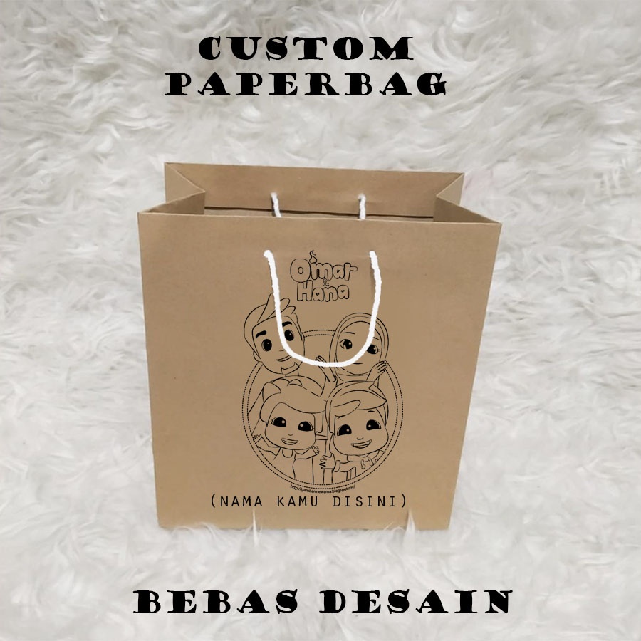Jual (PAPER BAG CUSTOM) Paper Bag Mini Kado Sablon 14x6x18cm Paper Bag ...