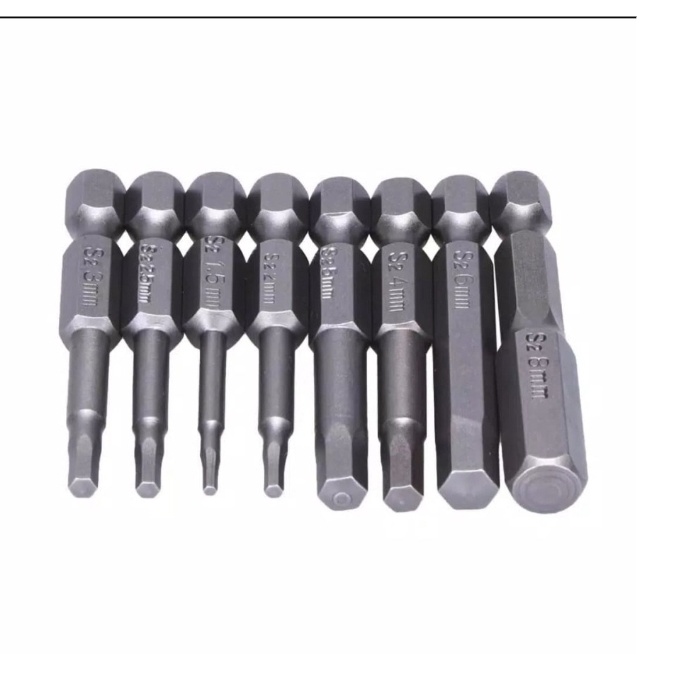 Jual 8pcs set Kunci L Hex Shank 1/4 Lurus Hexagonal Mata Obeng Magnetic ...