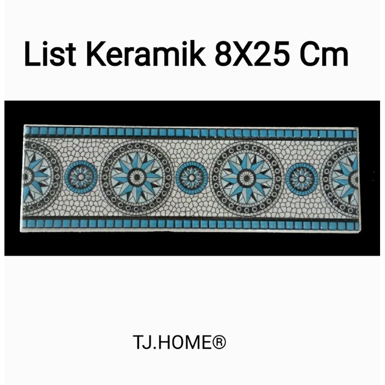 Jual List Keramik Dinding Listello Rustrik Motif Bulat Biru 8 X 25 Cm ...