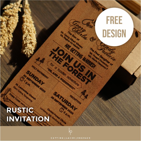 Jual Undangan Kayu / Rustic Invitation / Undangan Multiplex + FREE ...