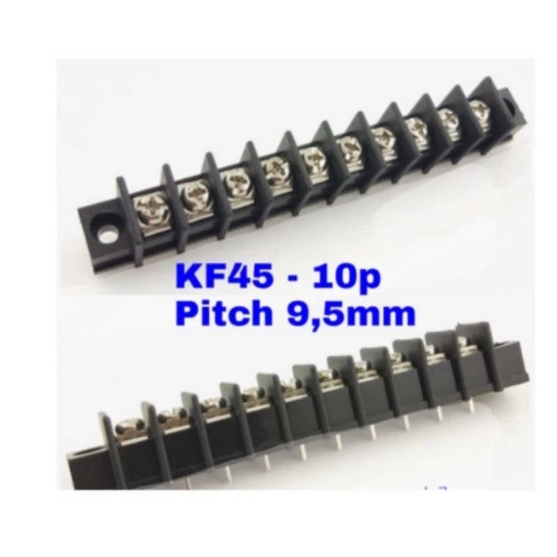 Jual Terminal Block Hitam 10P PCB 10 P KF45 10 Pin KF 45 With Ears ...