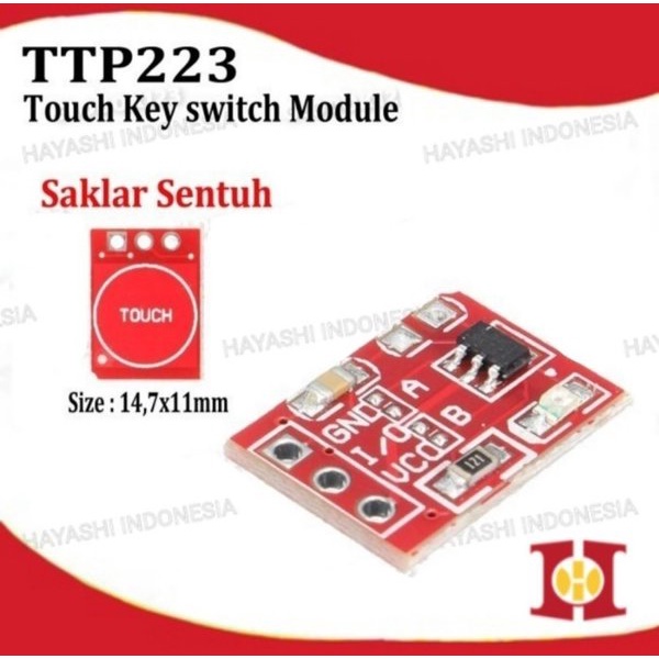 Jual TTP223 Touch Sensor Sentuh Key Module Settable Capacitive 1 Ch ...