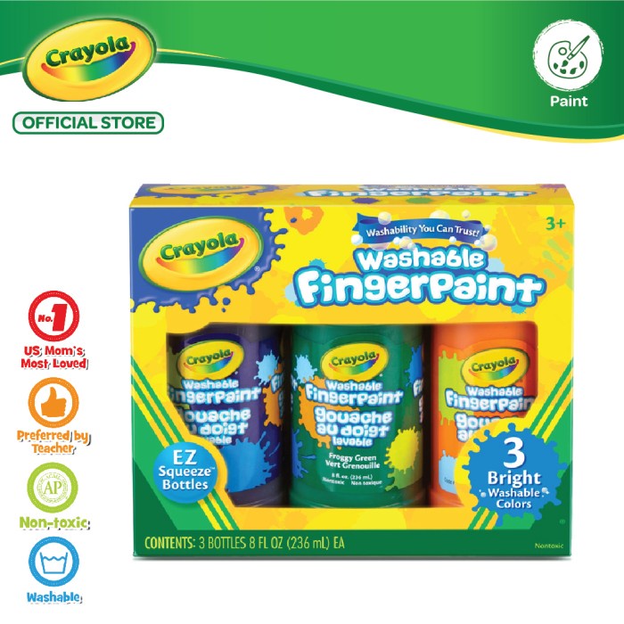 Jual CRAYOLA WASHABLE FINGERPAINT - 3 SECONDARY COLORS | Shopee Indonesia