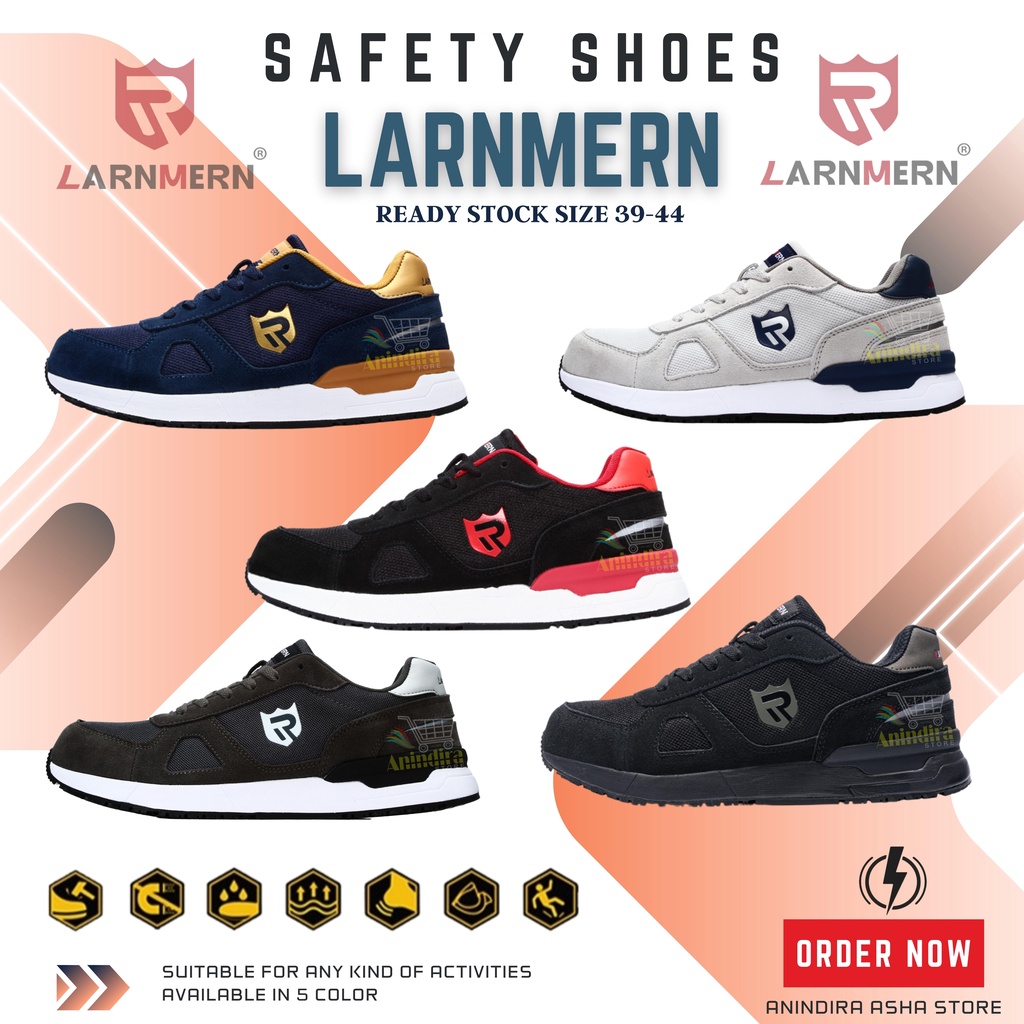Jual LARNMERN Sepatu Safety Sneakers Model Sporty Casual Anti Slip SRC ...