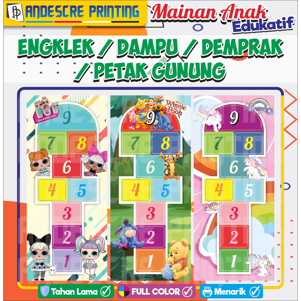 Jual Mainan Edukasi Anak Engklek / Dampu / Demprak / Petak Gunung ...