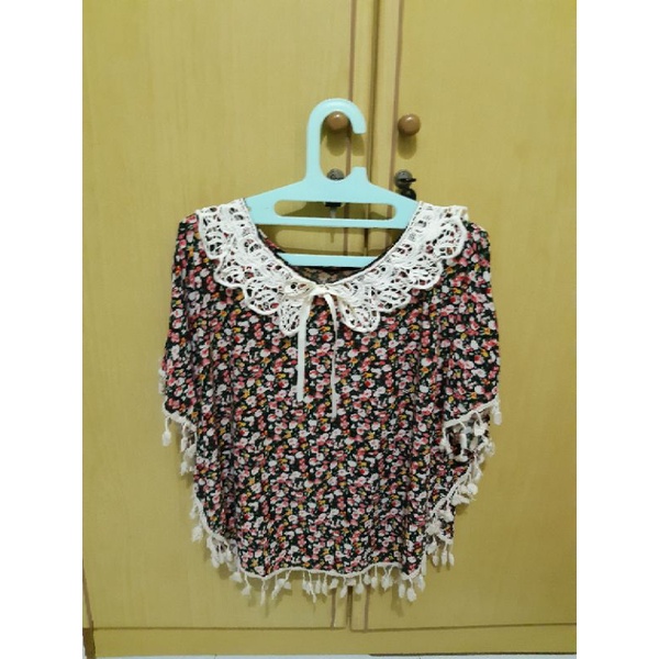 Jual Baju Hitam Bunga2 leher renda | Shopee Indonesia