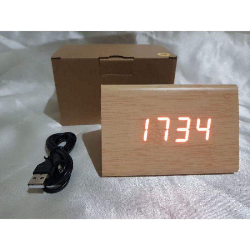 Jual Jam Meja Kayu LED Segitiga JH 007 | Jam Kayu dapat di Custom Logo ...